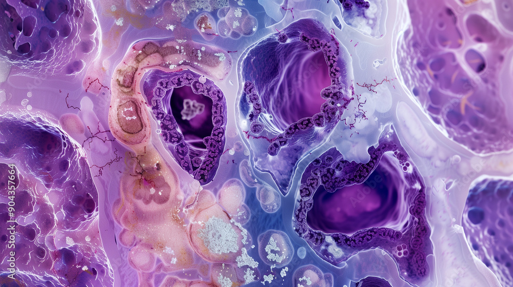 Microscopic image of kidney tissue showing the effects of chronic ...