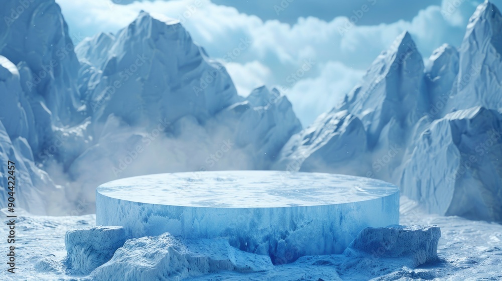 Crystal iceberg in an Arctic environment, featuring a cross-section ...