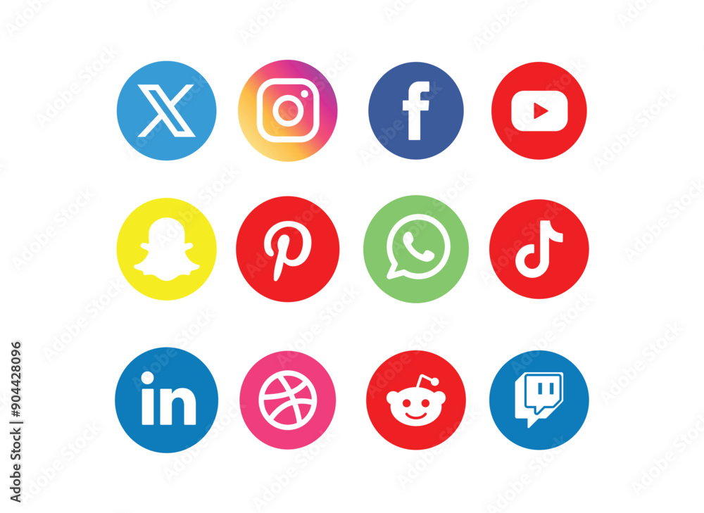 Facebook, twitter, instagram, youtube, snapchat, pinterest, whatsap, linkedin, Collection of ...