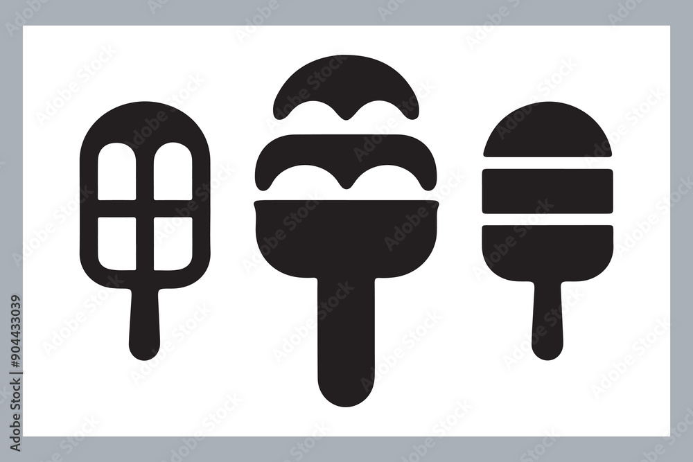 Ice cream logo, with minimalist style. Ice cream silhouette vector, Ice ...