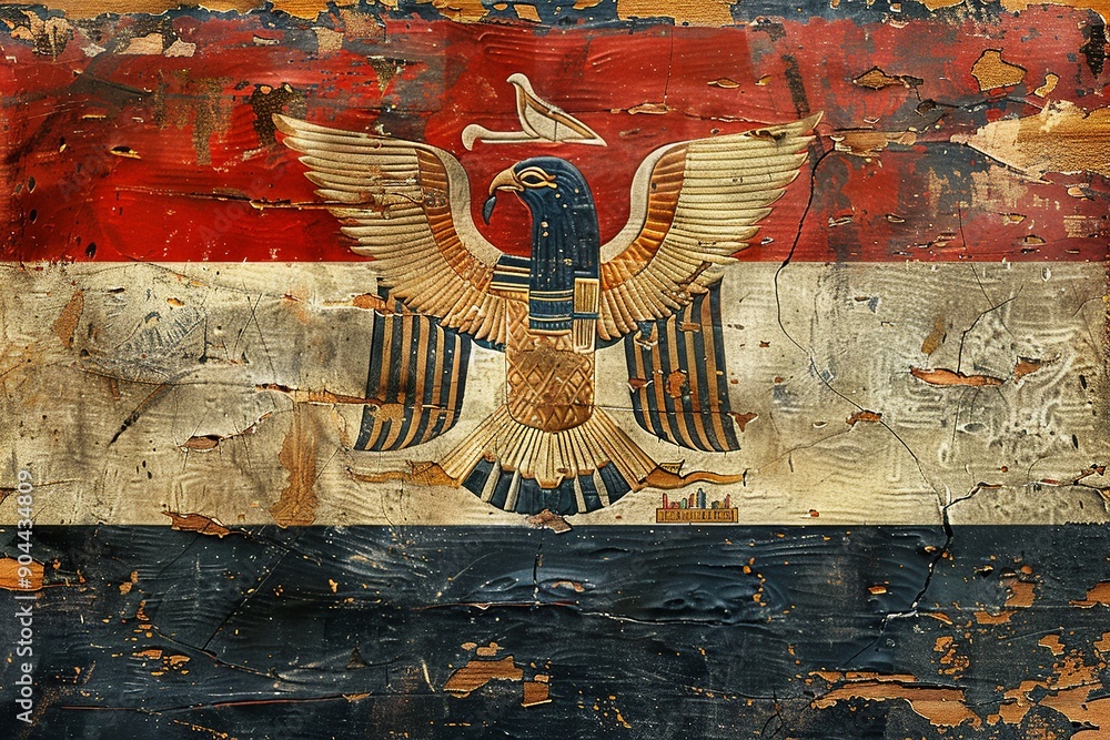 This digital illustration features the Egyptian flag, showcasing crisp ...