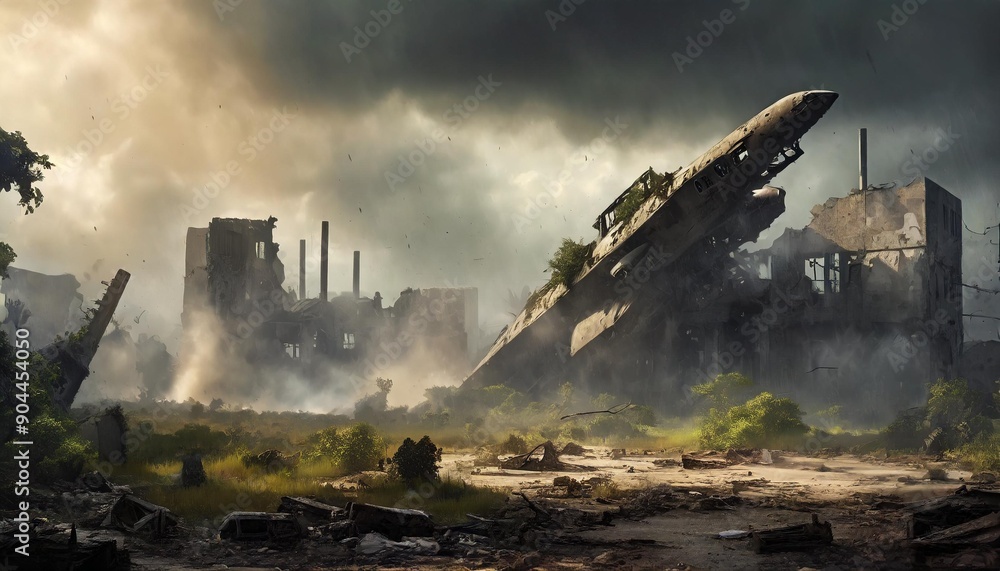 Escena apocaliptica futurista ruinas conflicto Stock Photo | Adobe Stock