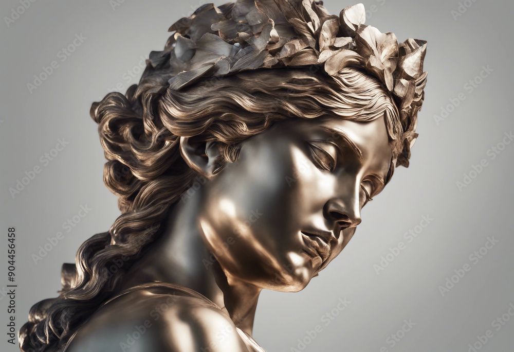 Face statue of Phoebe titan goddess of Greek mythology on transparent ...