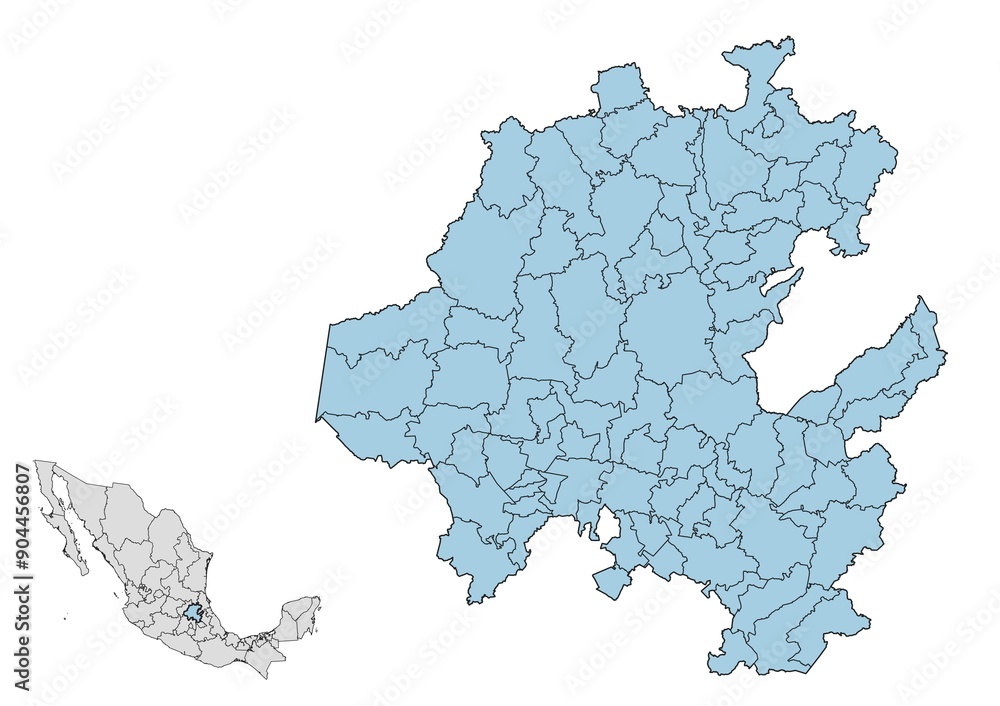 Mapa de los municipios del estado de Hidalgo, México Stock Illustration ...