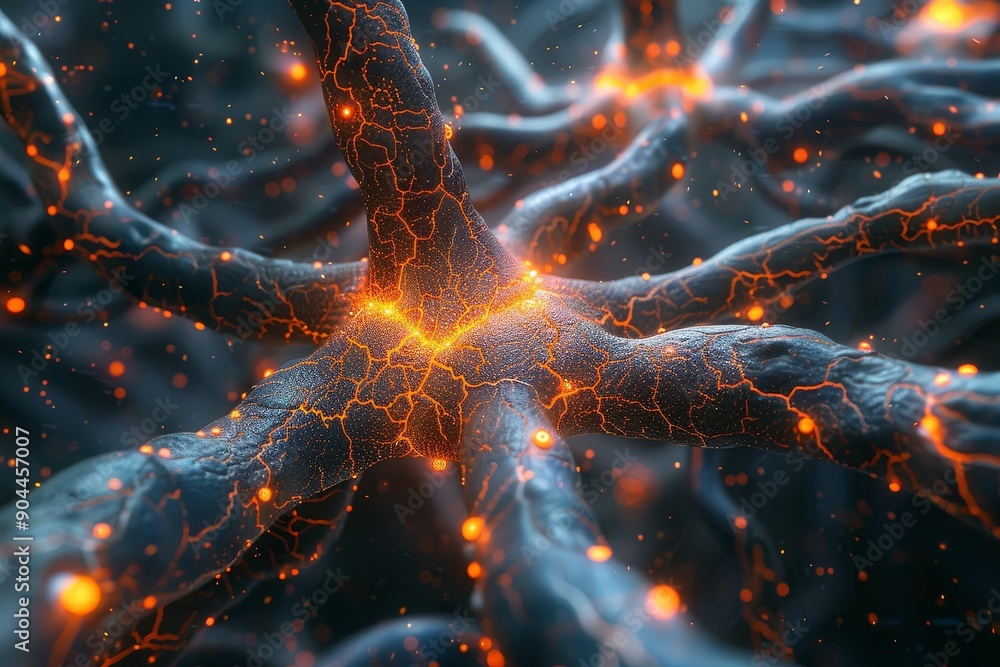 Close-up view of neurons in the brain, illustrating the complex network ...