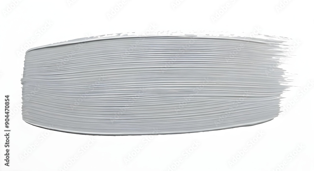 A hand-painted, broad stroke of light gray paint brush on a pristine ...