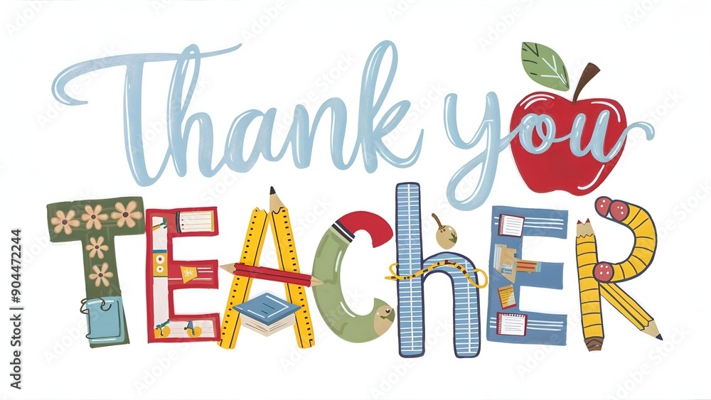Thank You Teacher: Vibrant and Playful Happy Teachers Day Illustration ...