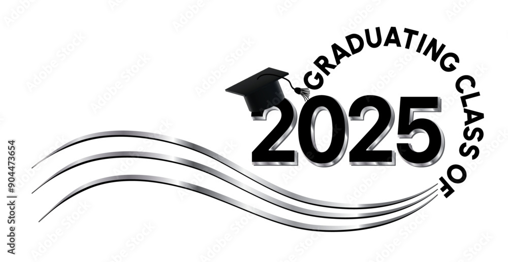 White background - Graduating Class of 2025 in black and silver text in ...