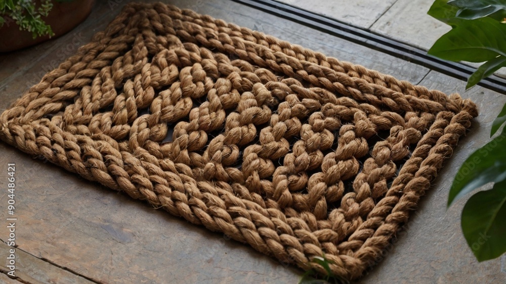 Featuring a classic coir rope knot design, this doormat blends natural ...
