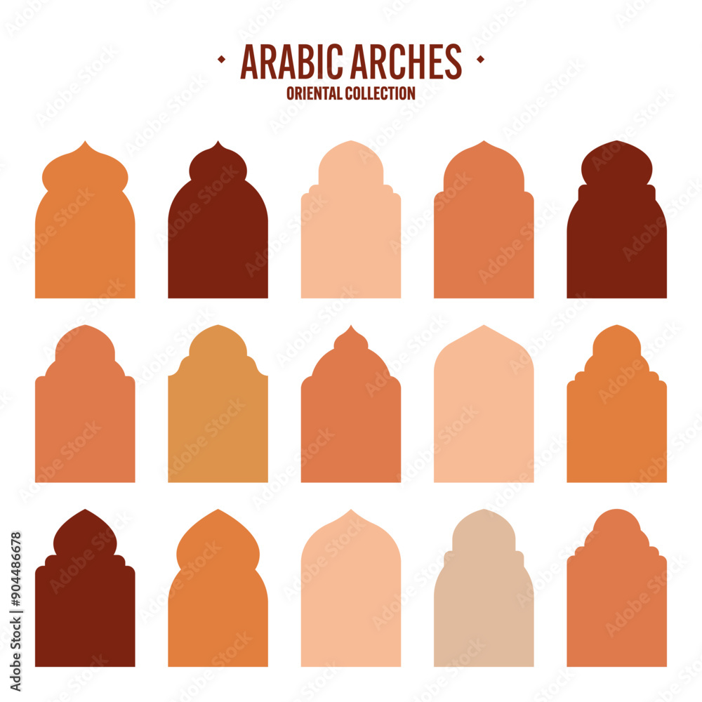 Islamic frames, oriental style objects. Arabic shapes, windows and ...