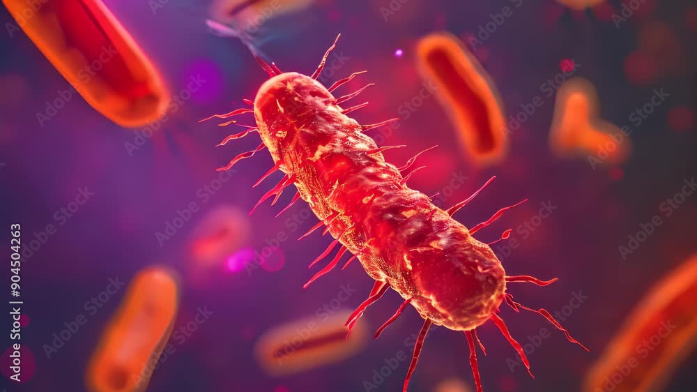 Microscopic bacteria coli infection intestinal micro germ microbe ...