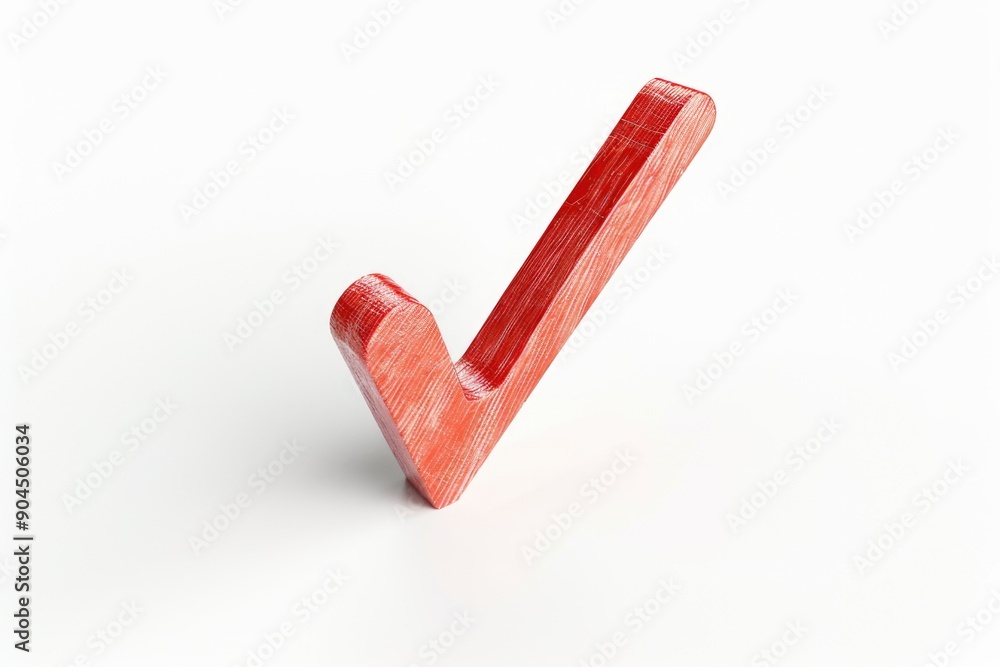 A wooden block with a tick mark painted or marked on it, suitable for ...