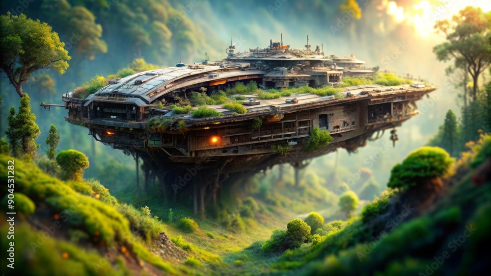 Dystopian spaceship being consumed by nature captured in stunning tilt ...
