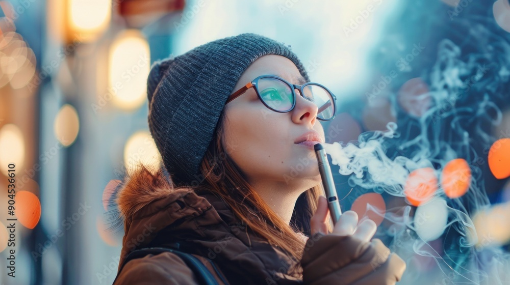 Digital puff: vape, e-cigarette, vapour smoking, showcasing sleek ...