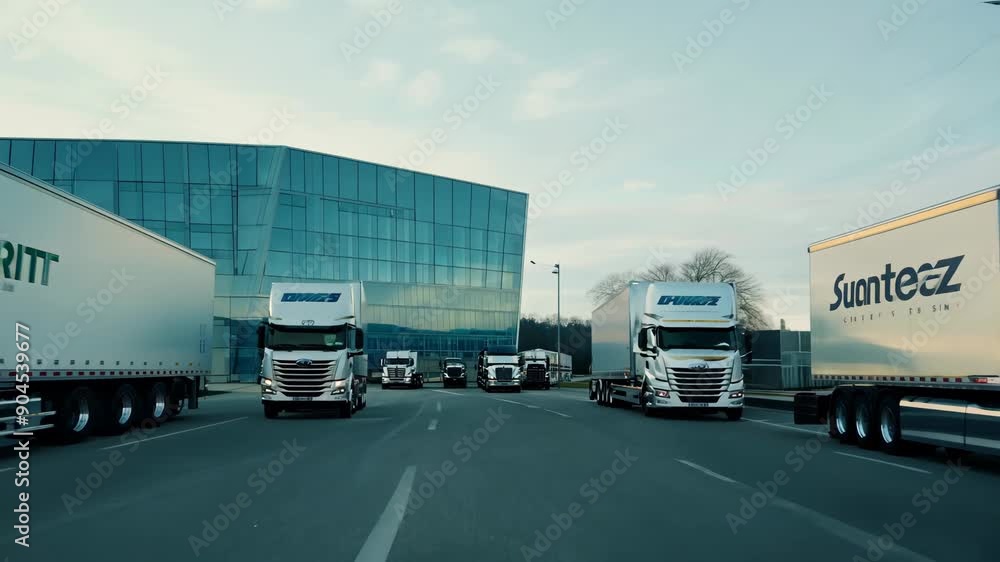 Logistic center cargo trucks transportation shipping lorry delivery ...