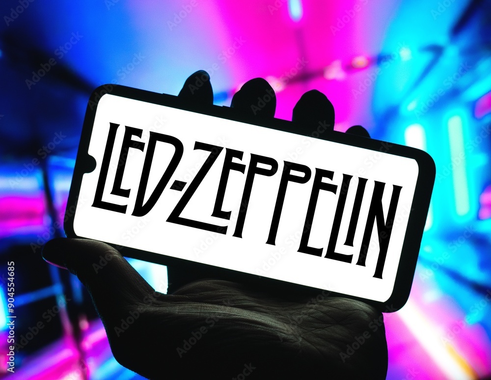 Photographic illustration of the Led Zeppelin logo is displayed on the ...