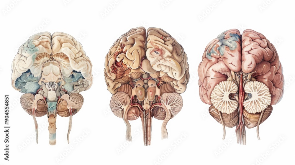 Anatomy of the human brain, showcasing its various structures and ...