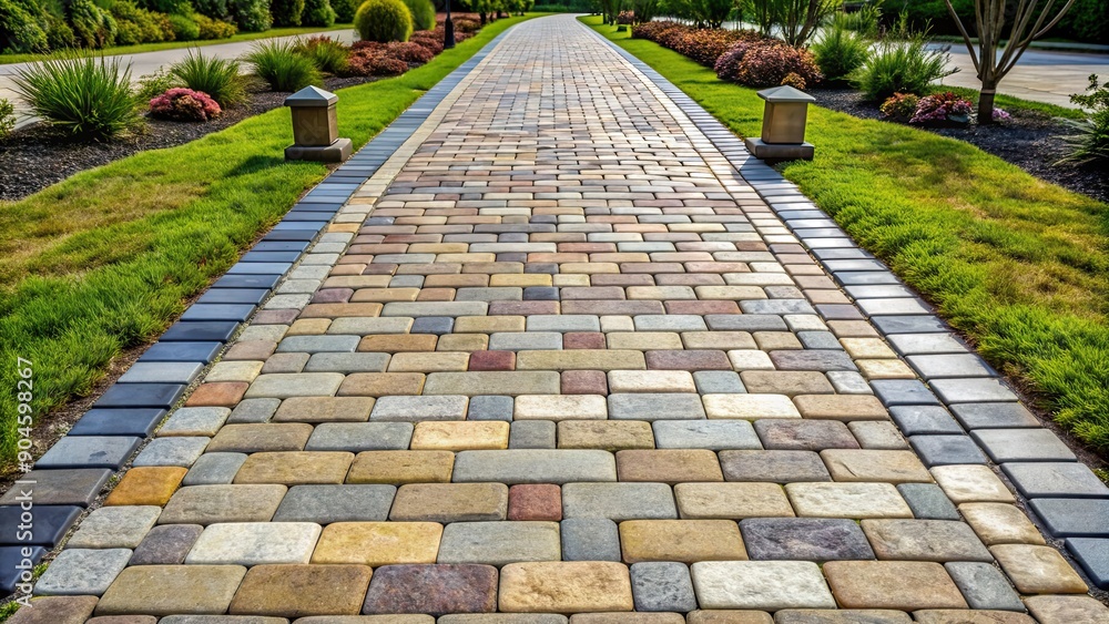 Installation of stone pavers on a pathway, stone, pavers, pathway ...
