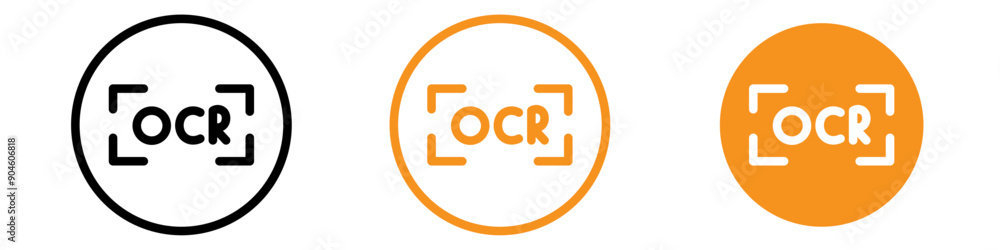 OCR Icon Set Optical Character Recognition Illustrations for Technology ...