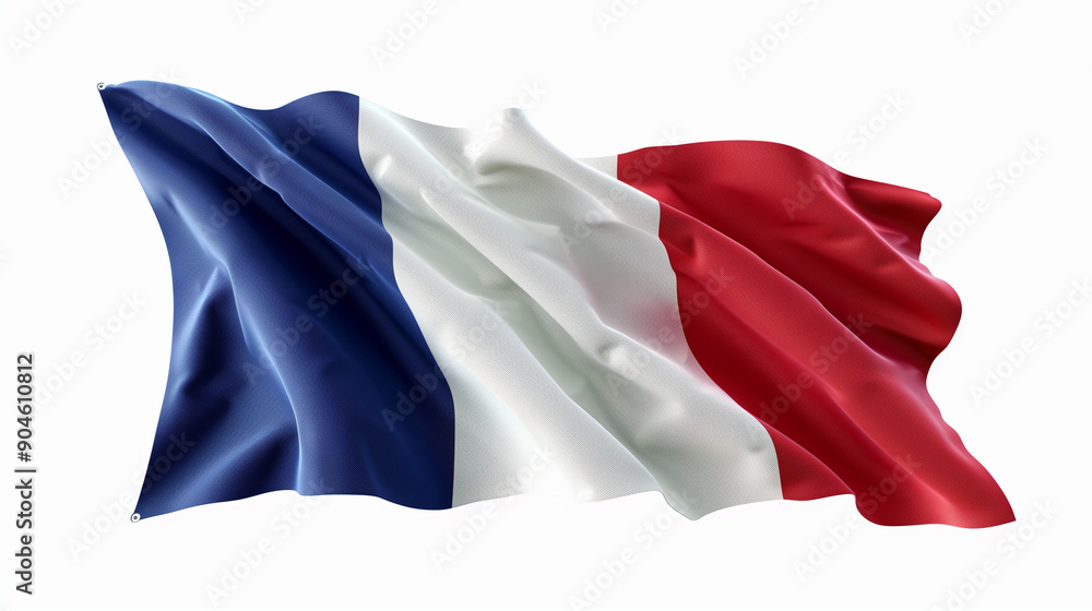 French flag waving isolated on white background Stock Illustration ...