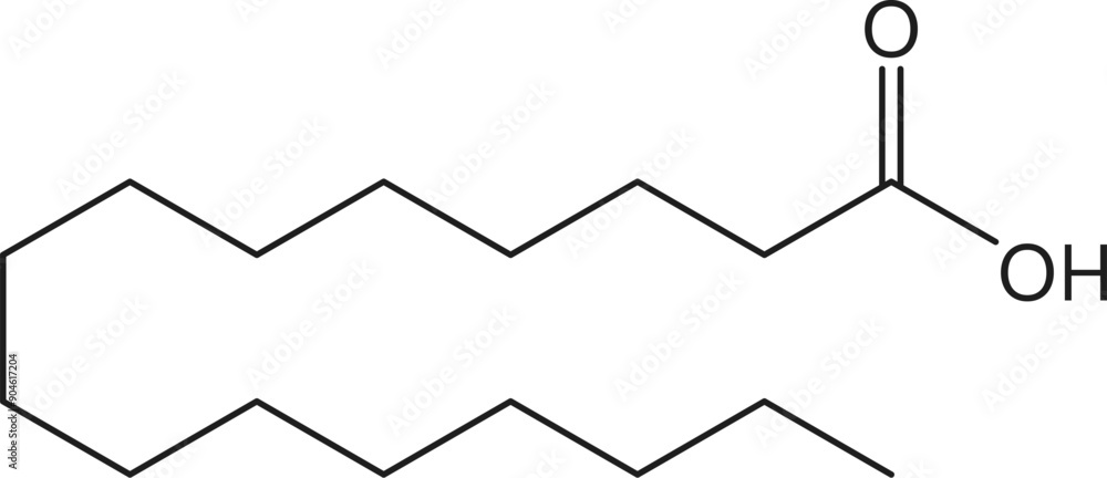 Palmitic acid molecule formula or chemical and molecular structure ...
