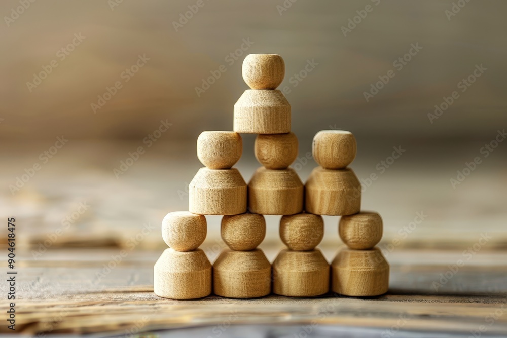 Wooden Hierarchy: A pyramid of wooden figures, symbolic of a ...