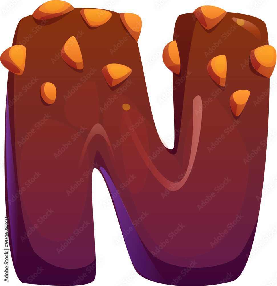 Letter N cartoon chocolate candy and confectionery alphabet, sweets ...
