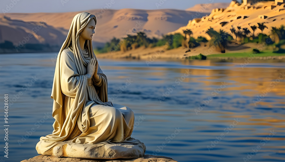 Statue of the Virgin Mary on the Nile in Egypt with Golden Crown: A ...