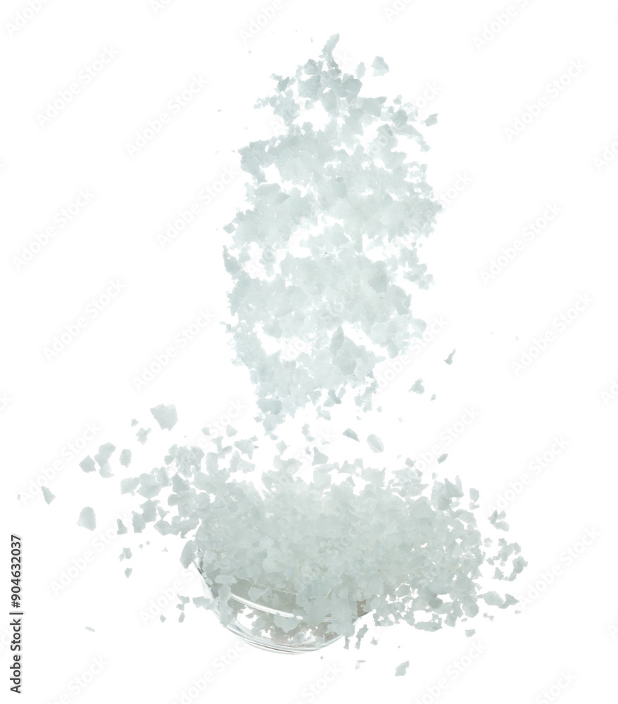 Big size ground salt splash in air, food object element design. White ...