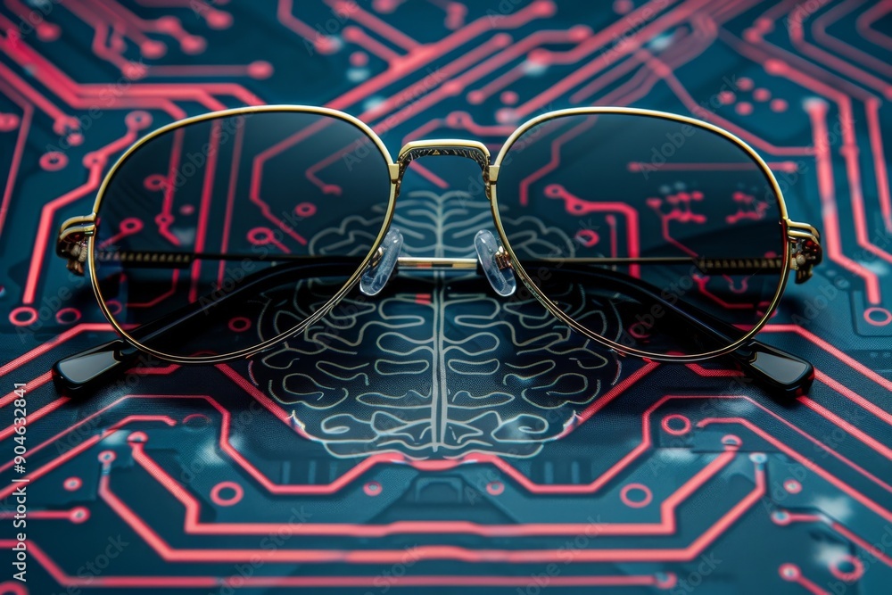 Brain connected to a motherboard, exploring the integration of human ...