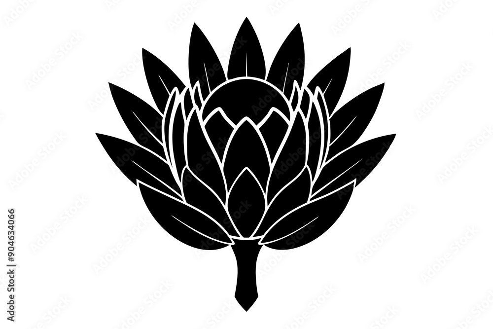 king protea flower vector silhouette, vector black king protea ...