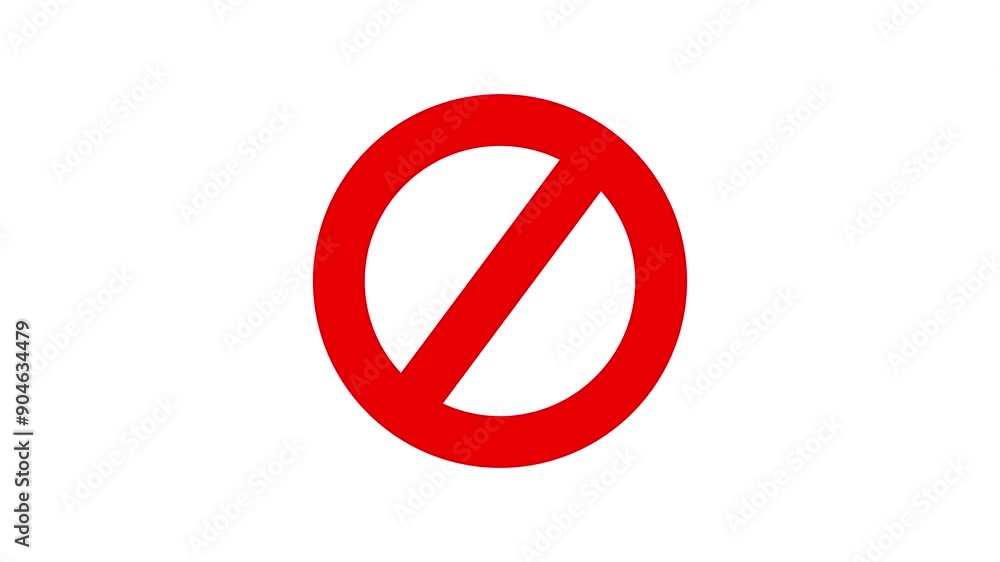 Red stop mark, icon, no parking symbol, no entry symbol animation on ...