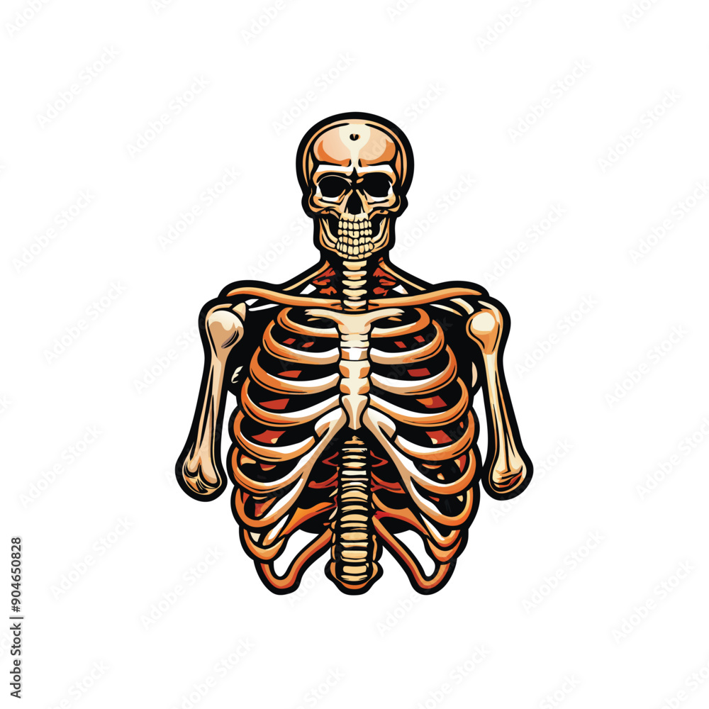 Create a detailed vector illustration of the human skeletal system ...