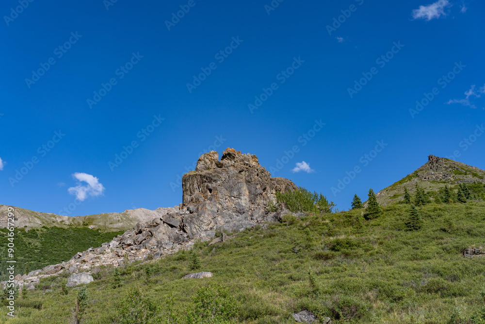 mica-quartz schist / Yukon-Tanana Terrane bedrock, Savage River canyon ...