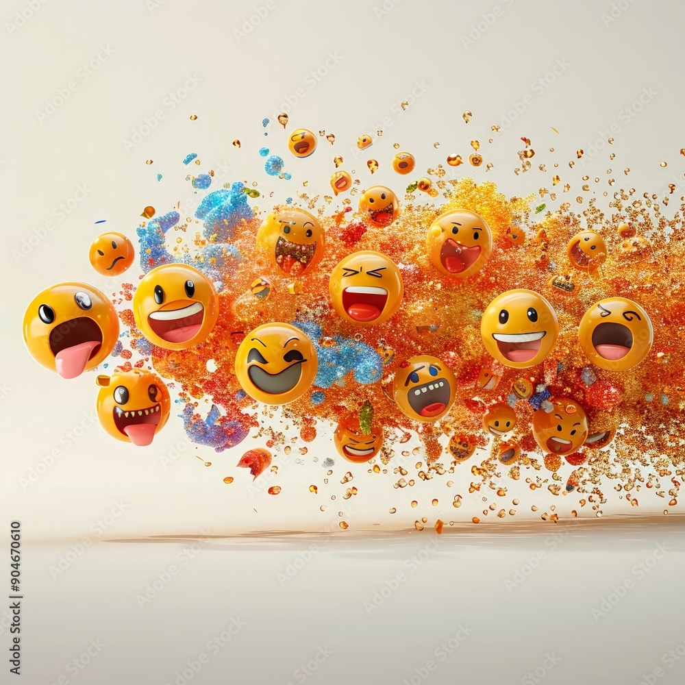 Capture the evolution of communication through an innovative panoramic view of emojis ...