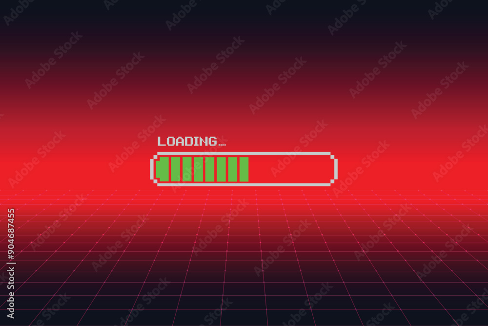 LOADING bar .pixel art .8 bit. retro game. for game assets in vector ...