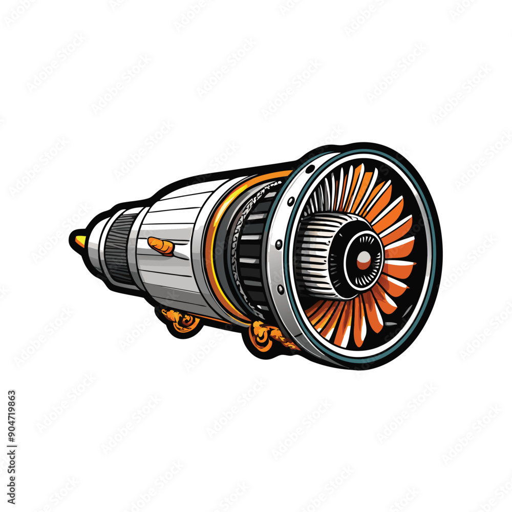 Design a vector diagram of an airplane's jet engine, showing its ...