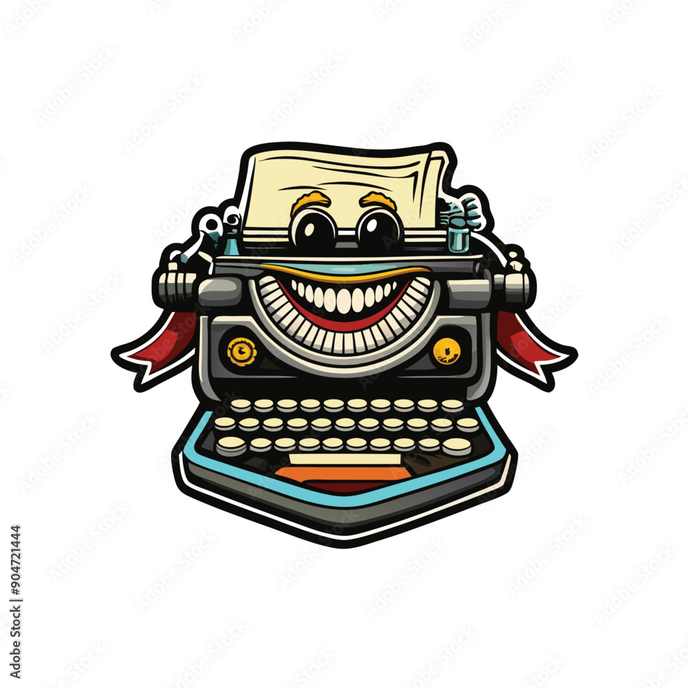 Vetor de Design a vector graphic of a classic typewriter as a cartoon ...
