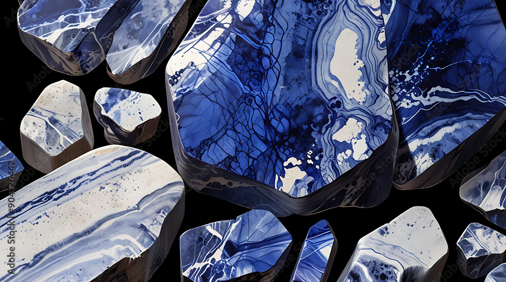 sodalite with its distinctive blue and white veins, capturing the ...