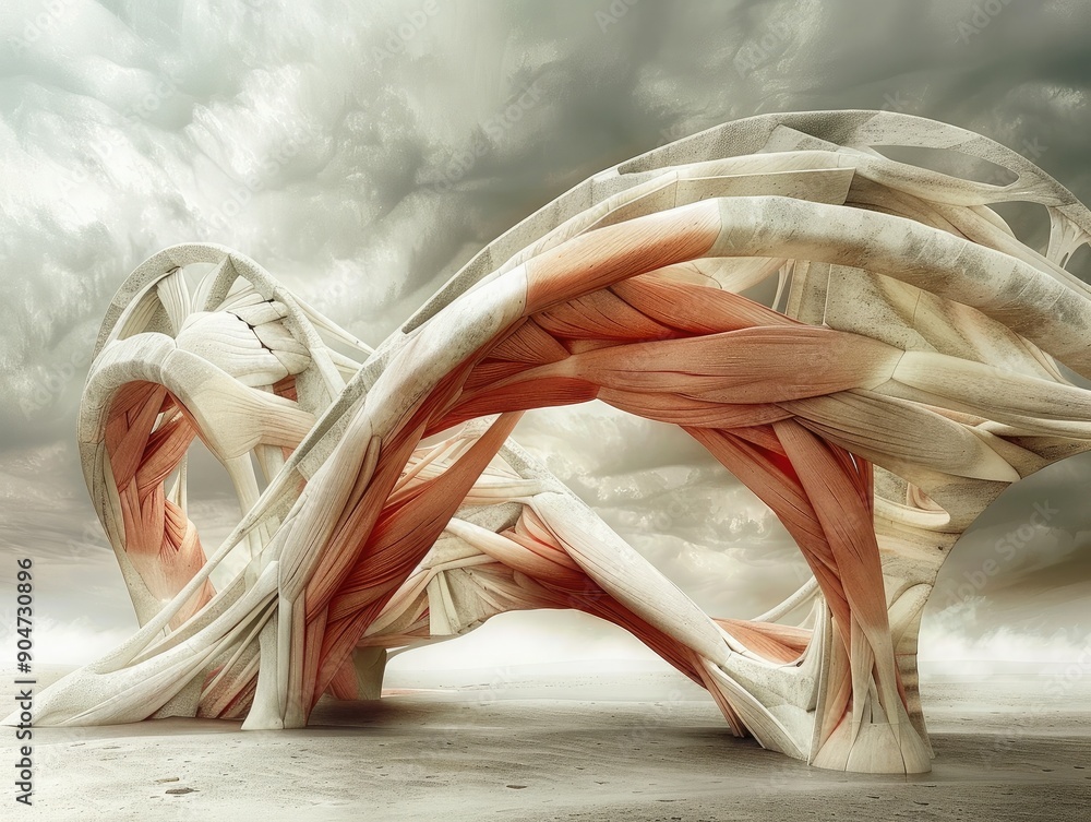 ภาพประกอบสต็อก Artistic portrayal of muscle groups supported by ...