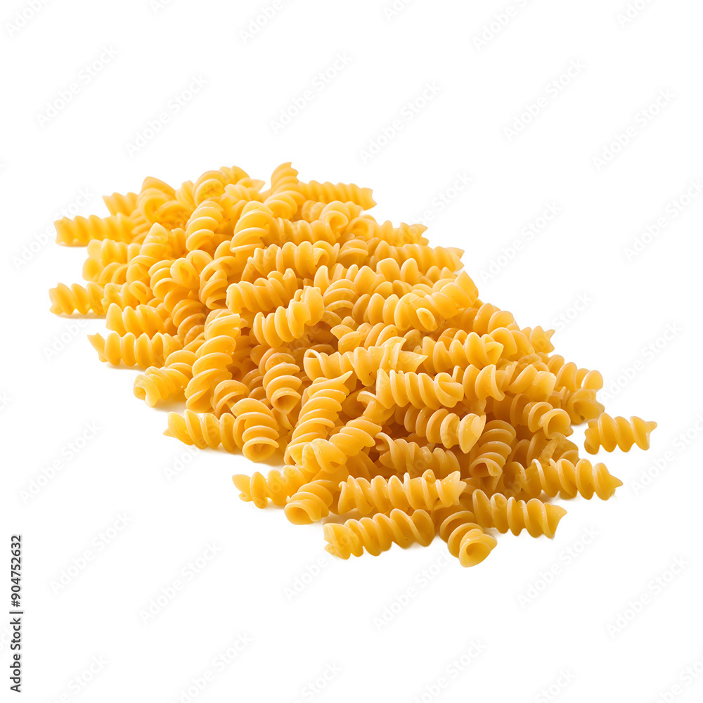 Falling raw Fusilli, Rotini, uncooked Italian Pasta, isolated on ...