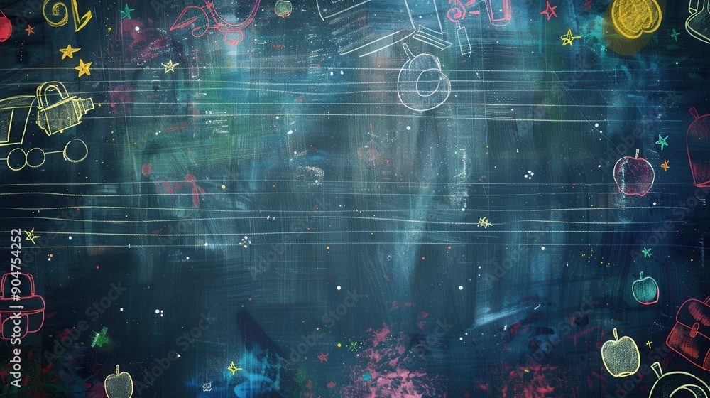 The chalkboard showcases vibrant brush strokes alongside detailed ...