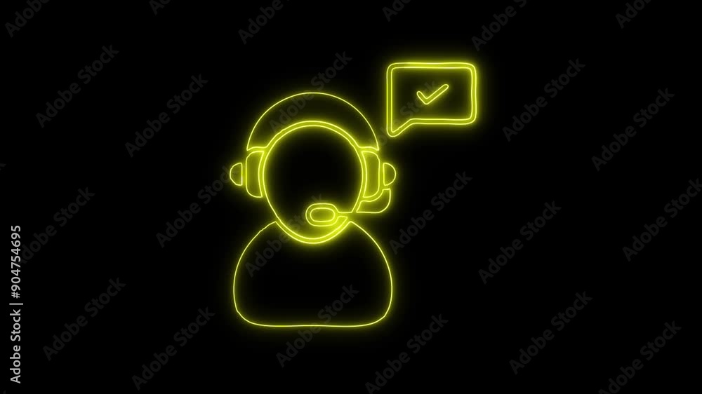 Assistance Neon Icon 4K Animated Linear Symbol Icon Video Background on ...