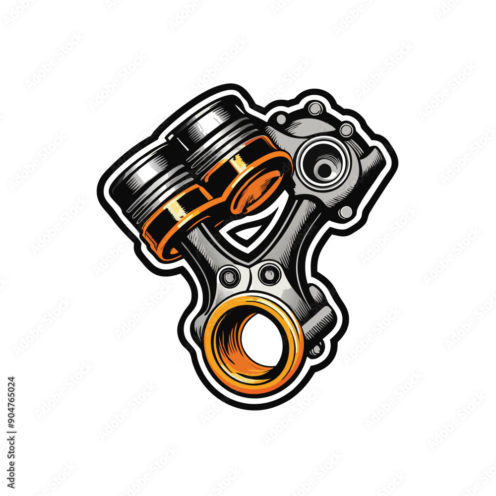 Design a vector rocker arm of a motorcycle engine, with pistons and ...