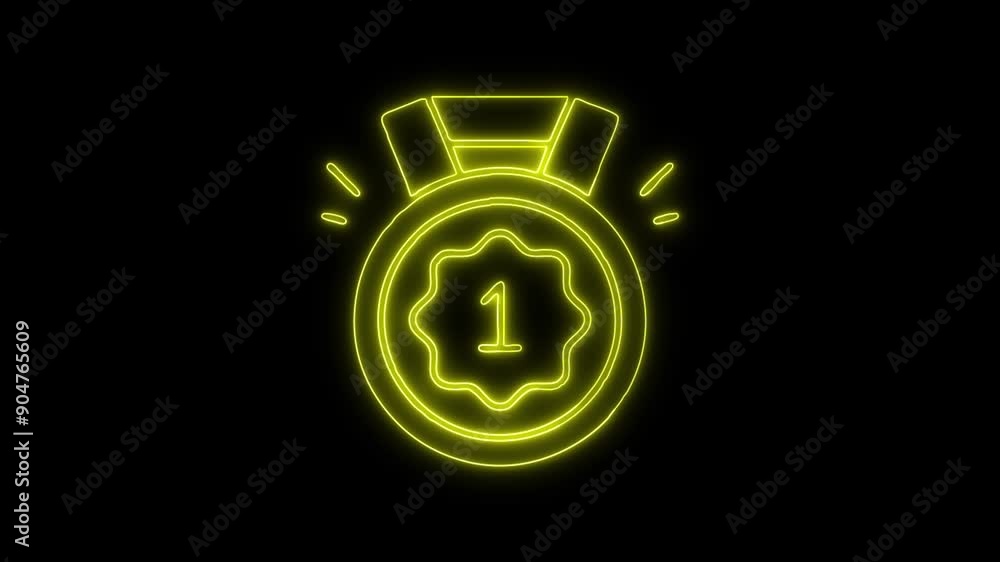 Award Neon Icon 4K Animated Linear Symbol Icon Video Background on ...