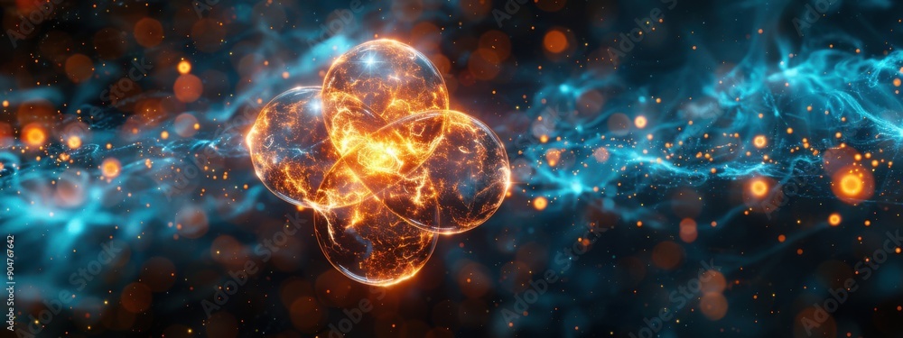 Atom Model: A stylized illustration of an atom, with a central sphere ...