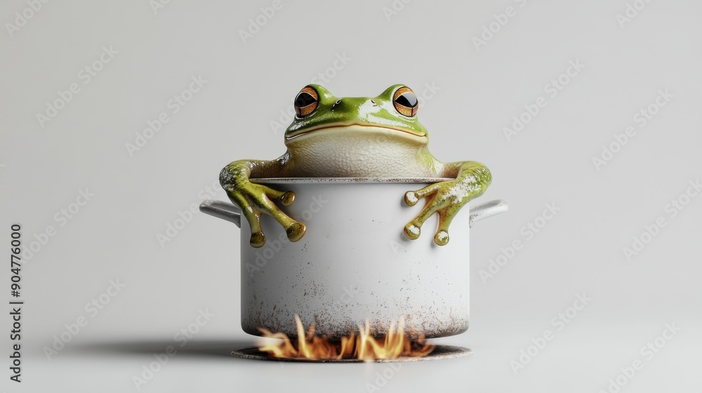 image of a frog sitting in a cooking pot, representing the 'boiling ...