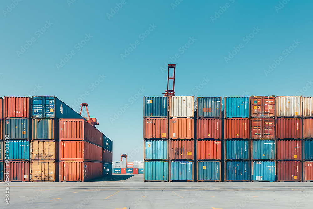 Colorful stacks of shipping containers at a port, highlighting global ...