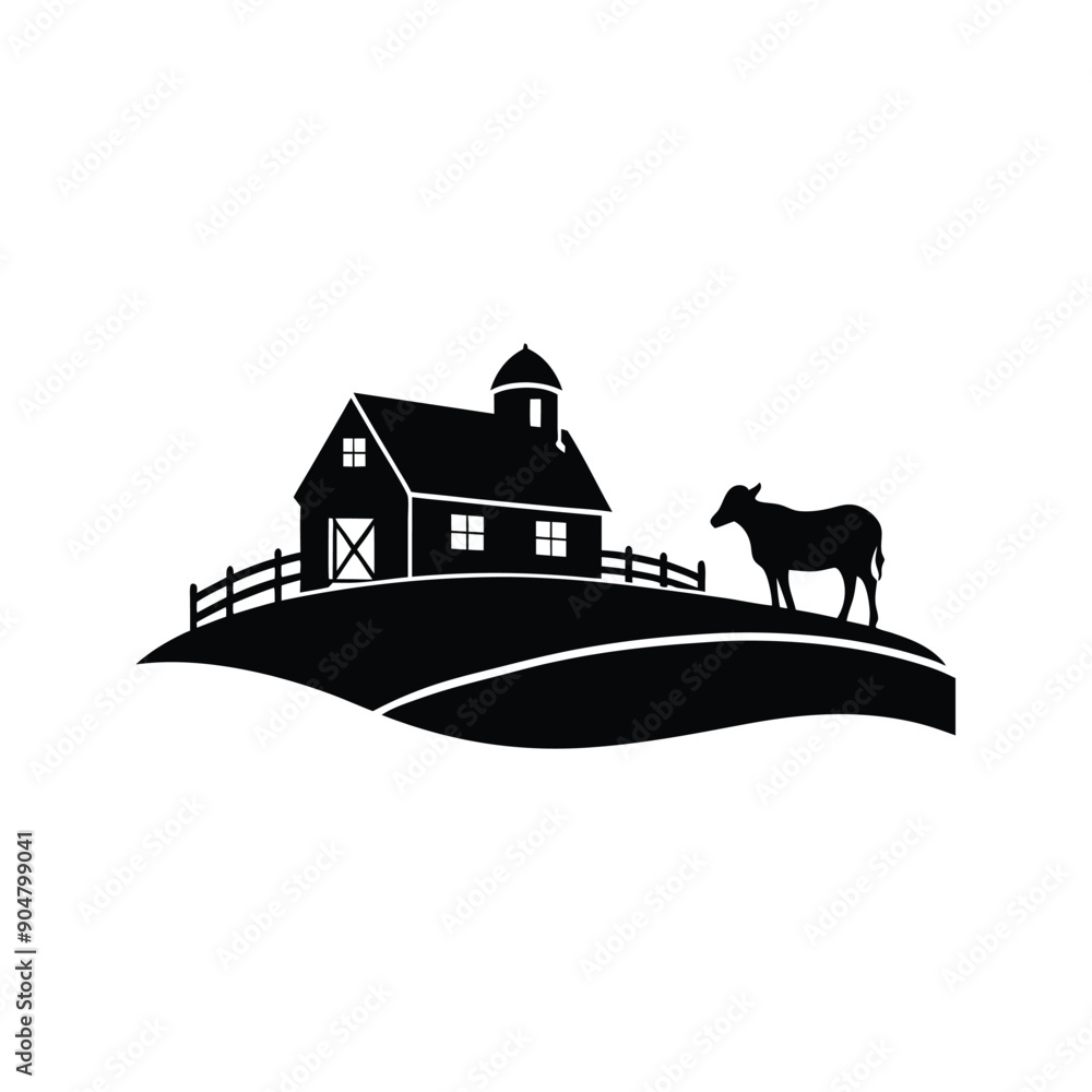 farm house silhouette vector house, home, building, estate, icon ...