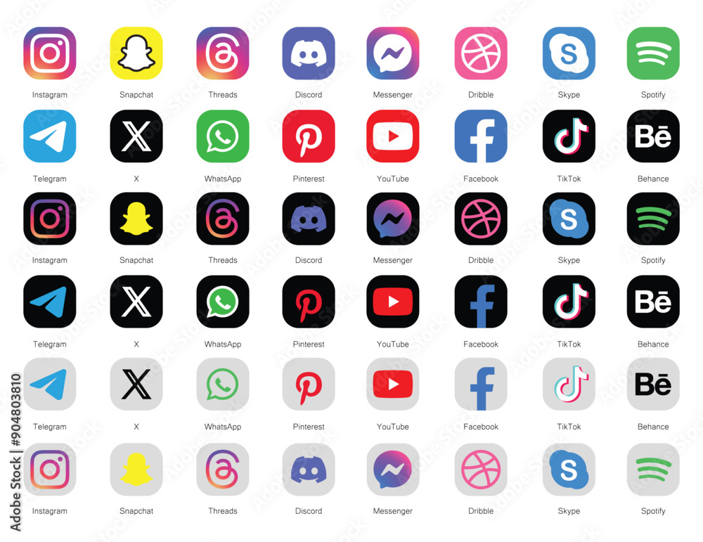 Facebook, twitter, instagram, youtube, snapchat, threads, whatsap ...